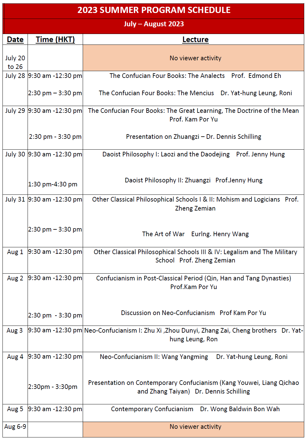 Chinese Studies Summer Course - M6